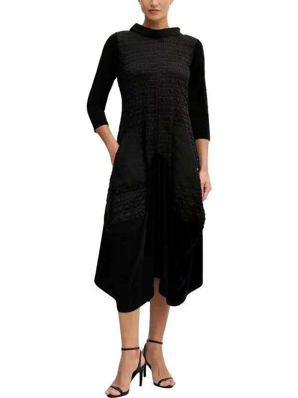 Joseph Ribkoff Quilted Panel Midi Dress - Black