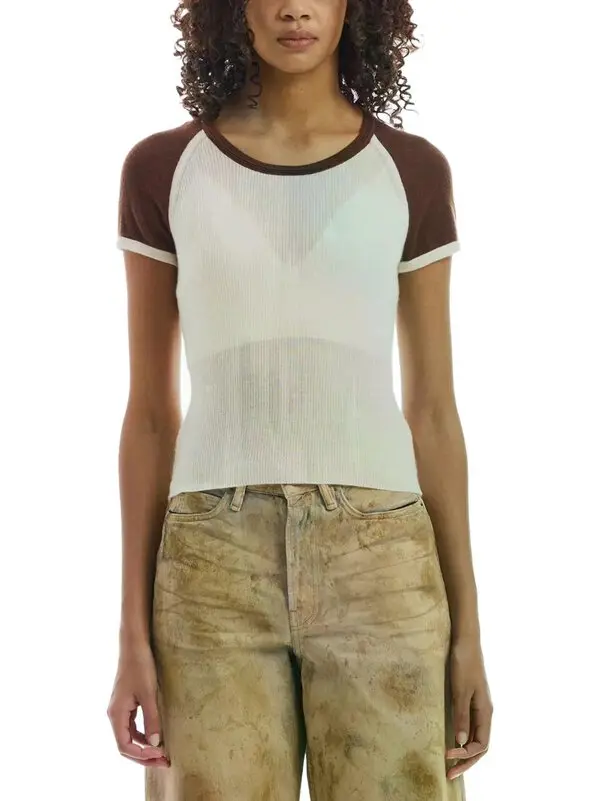 CUDDLEUP Raglan-sleeve Ribbed-knit T-shirt - Neutrals