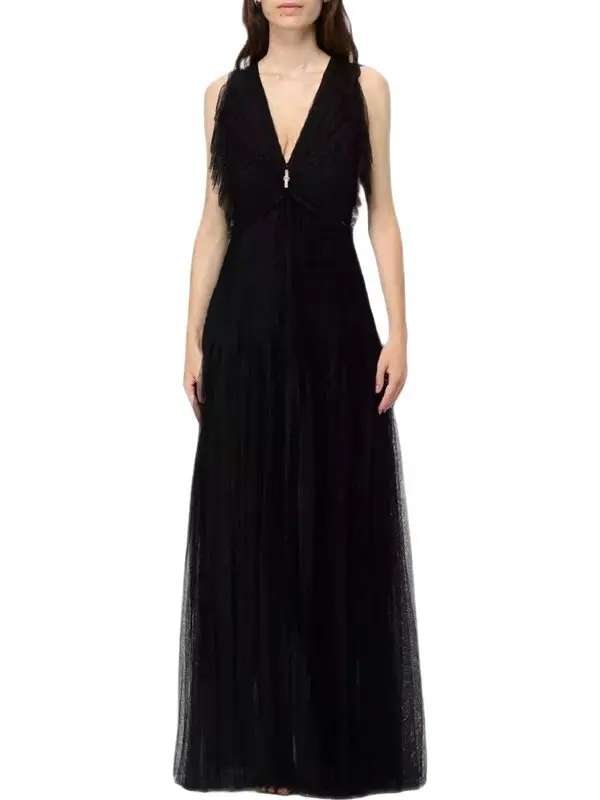 Elisabetta Franchi Ruffled Tulle Gown - Black