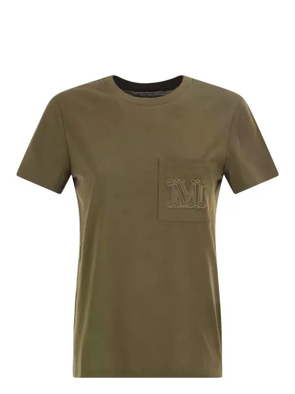 Max Mara Monogram Embroidered Pocket T-shirt - Green