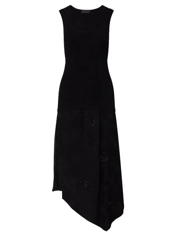 Liu Jo Asymmetrical Midi Dress With Jewel Embroidery - Black