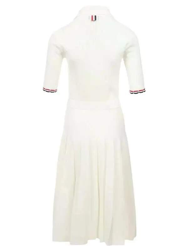 Thom Browne Rib-stitch Midi Polo Dress - White