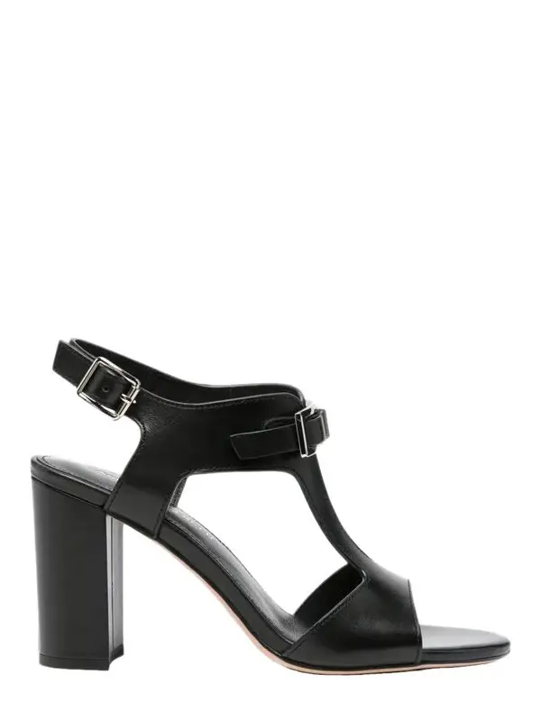 ADRIANNA FERETTI Buckled T-bar Block Heel Sandals - Black