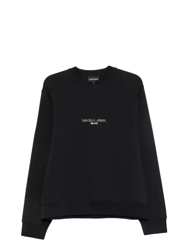 Emporio Armani Logo Print Cotton Sweatshirt - Black