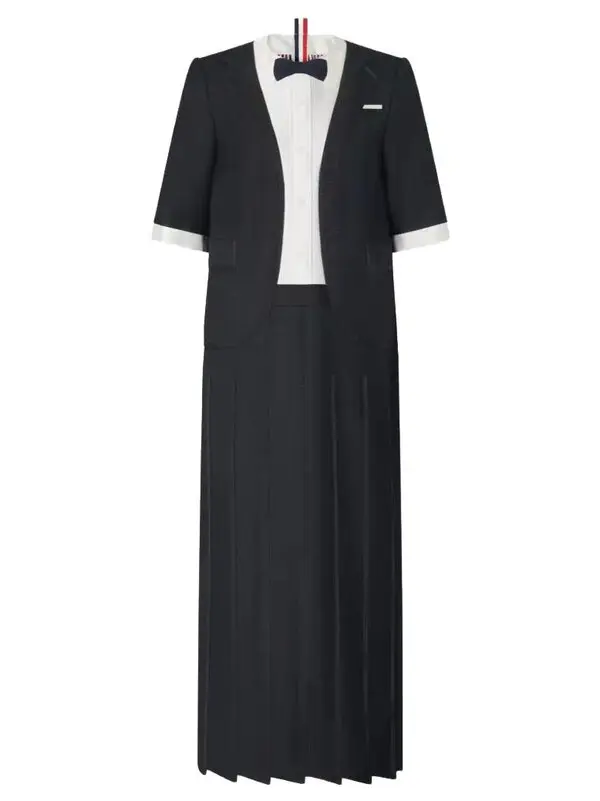 Thom Browne Trompe L'oeil Twill Midi Dress - Black