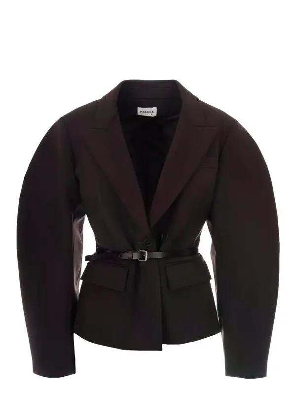 P.a.r.o.s.h Belted Puff-sleeve Blazer - Brown
