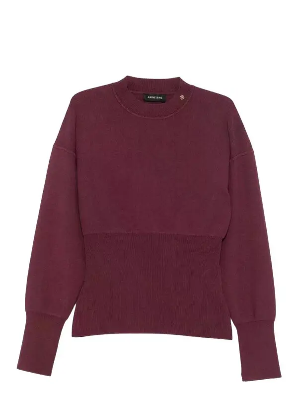 ANINE BING Paneled Mock Neck Sweater - Red