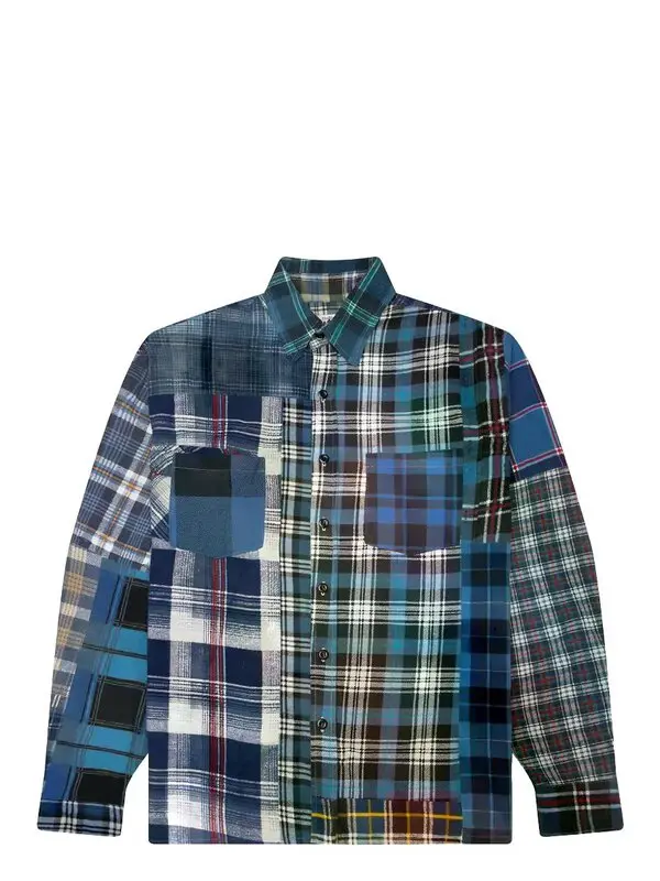 Needles Patchwork Flannel Shirt - Blue