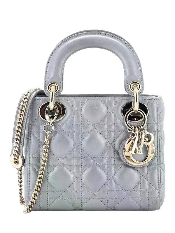 Dior Lady Cannage Quilt Lambskin Mini Satchel - Grey