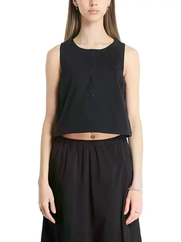 Columbia Button-up Cropped Tank Top - Black