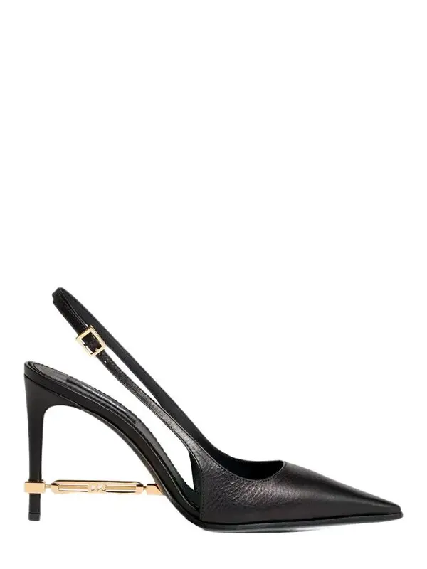 Dsquared2 Leather Slingback Pumps With Metal Bar Detail - Black
