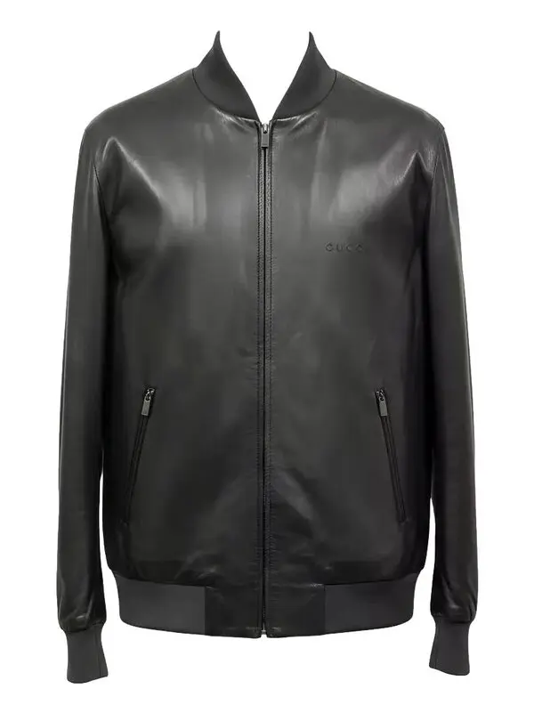 Gucci Nappa Leather Bomber Jacket - Grey
