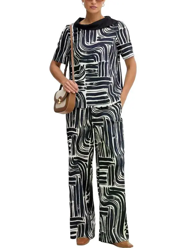 Joseph Ribkoff Abstract Print Palazzo Pants - Blue