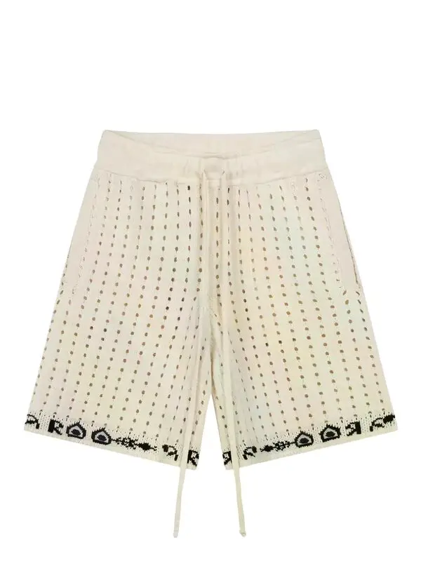 ROUGH. Rough Pointelle Knit Drawstring Shorts - Neutrals