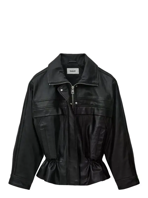Ba&sh Kassia Peplum Leather Jacket - Black