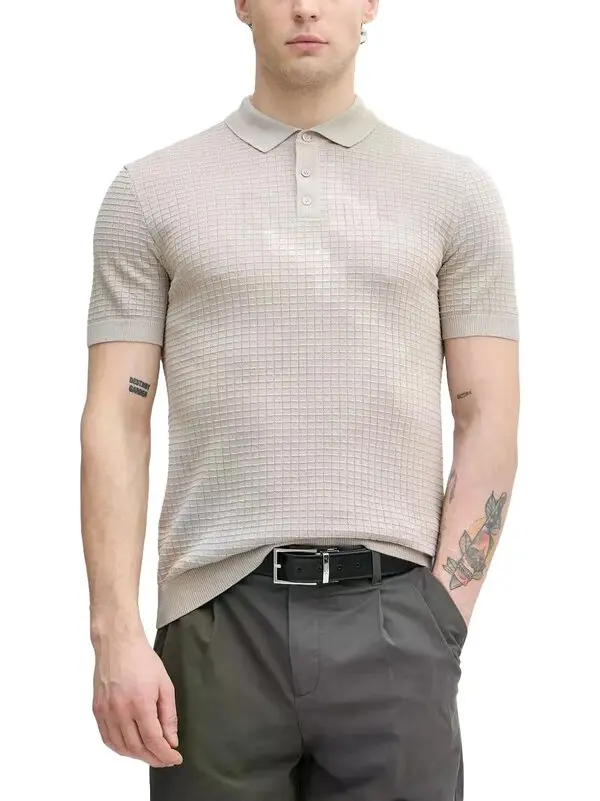 JOOP! Vanceo Waffle-knit Short-sleeve Polo Shirt - Neutrals