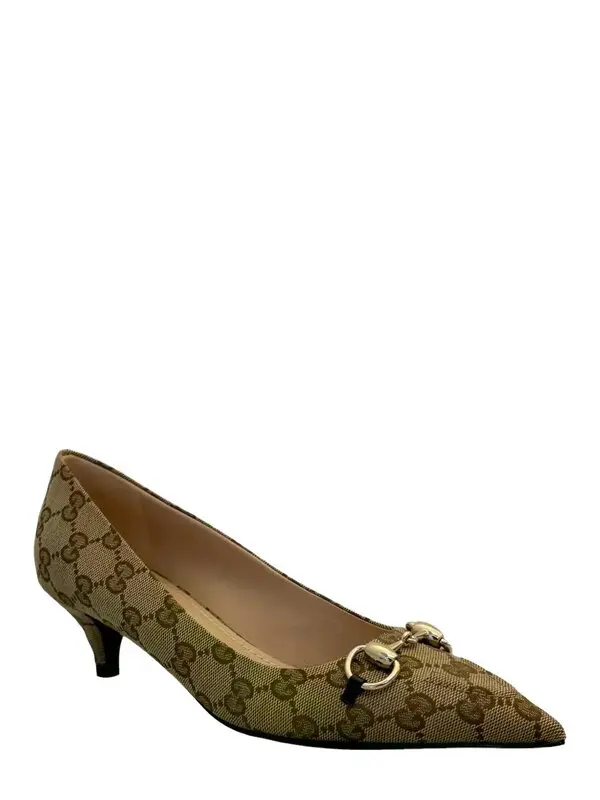 Gucci Erin Horsebit Monogram Pumps - Neutrals
