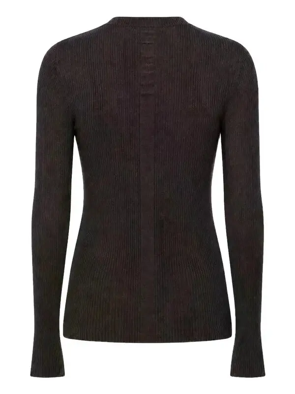 Rick Owens Ribbed Long-sleeve Crewneck Sweater - Brown