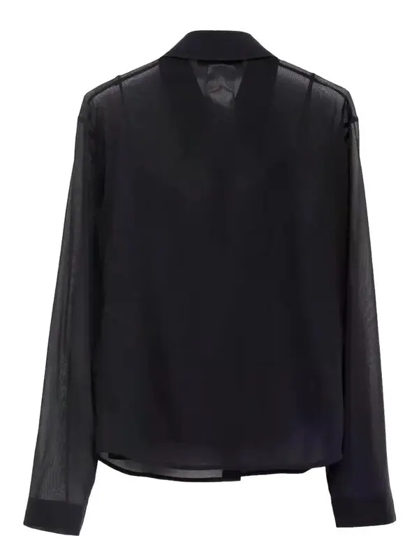 Gucci Silk-chiffon Point Collar Shirt - Black
