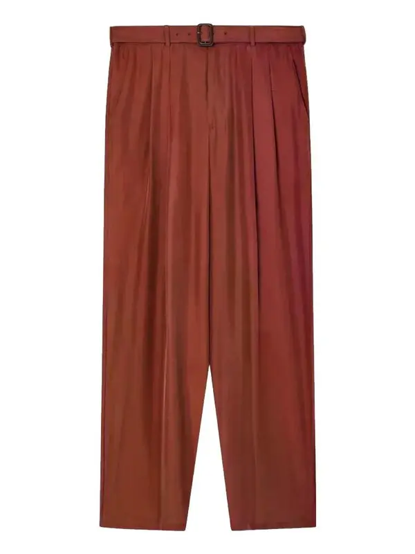 Emporio Armani Belted Pleat Trousers - Red