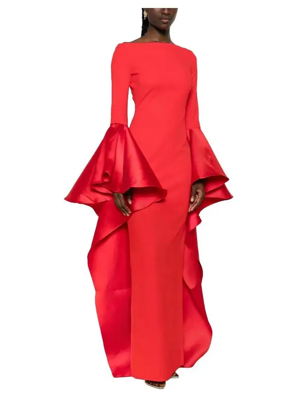 Solace London Astria Maxi Dress With Ruffled Sleeves - Red