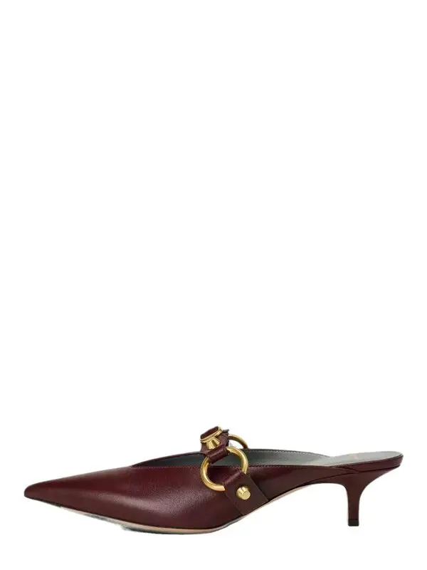 Balenciaga City Buckle-strap Embellished Leather Heeled Mules - Red