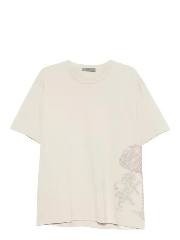 Corneliani Tree-embroidered T-shirt - Neutrals