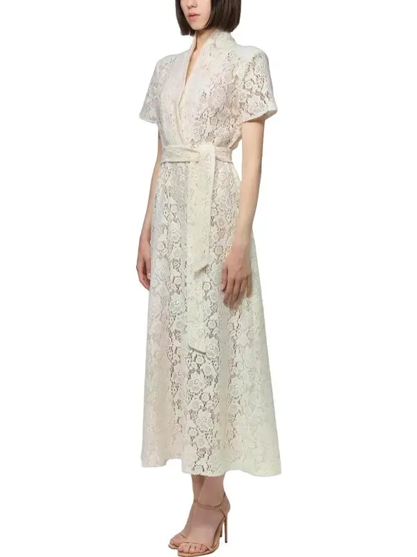 ATU BODY COUTURE Belted Lace Midi Dress - Neutrals