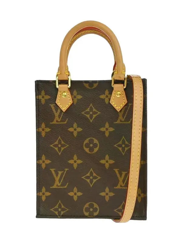 LOUIS VUITTON Petit Sac Plat Monogram Tote Bag - Brown