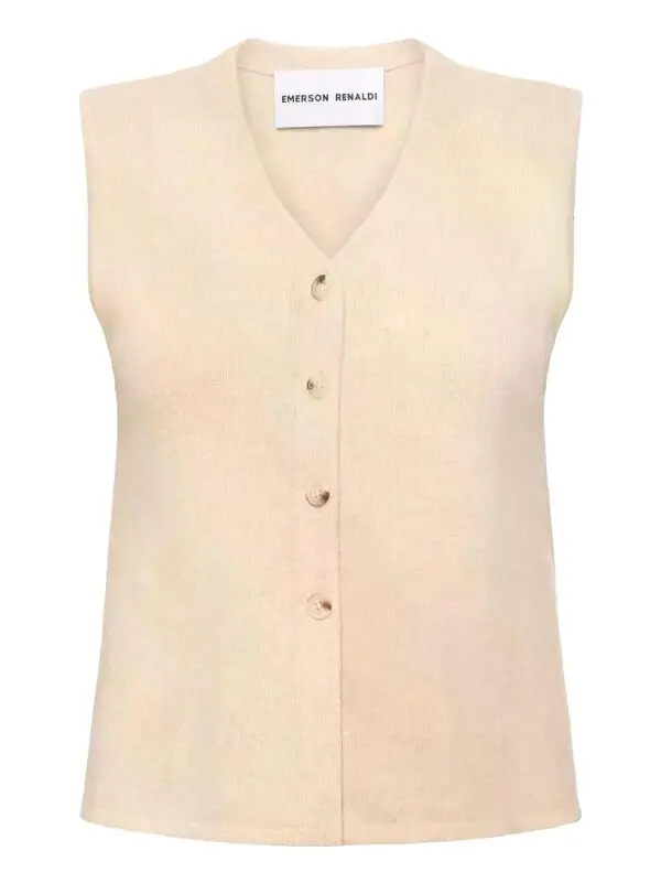 EMERSON RENALDI Button-up V-neck Vest - Neutrals