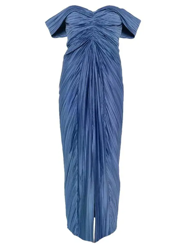 Cult Gaia Natalie Off-shoulder Pleated Midi Dress - Blue