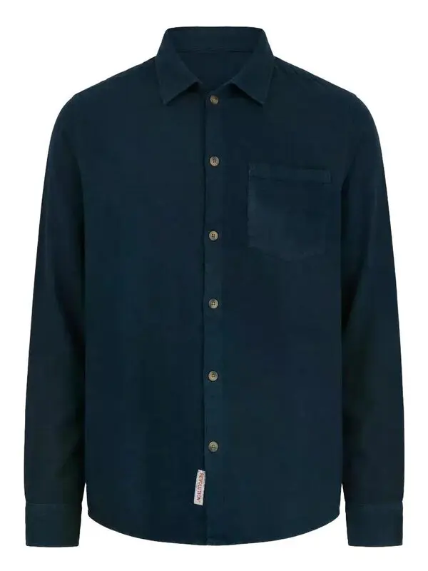 REVOLUTION NOW Button-down Chest-pocket Shirt - Blue