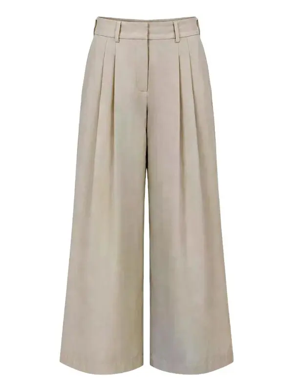 MOORER Rumy Pleated Wide-leg Trousers - Neutrals