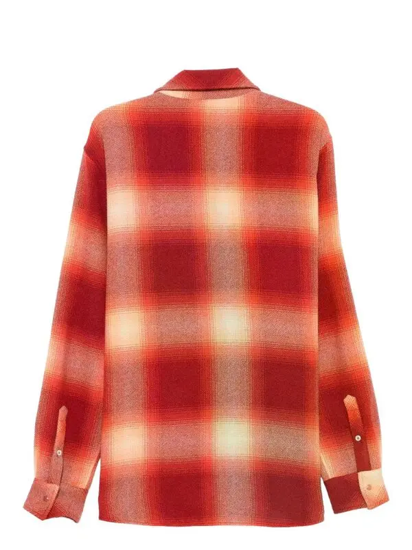 GOD'S TRUE CASHMERE Shadow Plaid Cashmere Shirt - Red