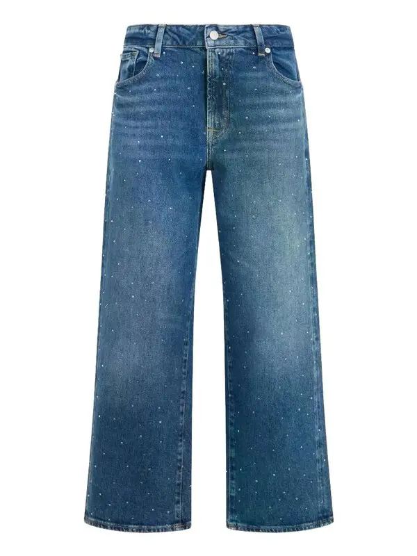 7 For All Mankind Crystal-embellished Stovepipe Jeans - Blue