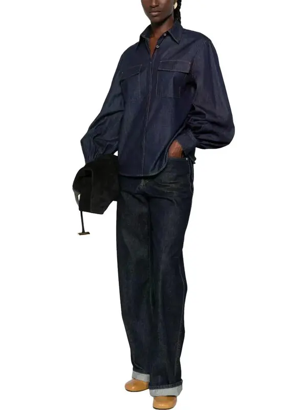 7 For All Mankind Balloon Sleeve Denim Shirt - Blue