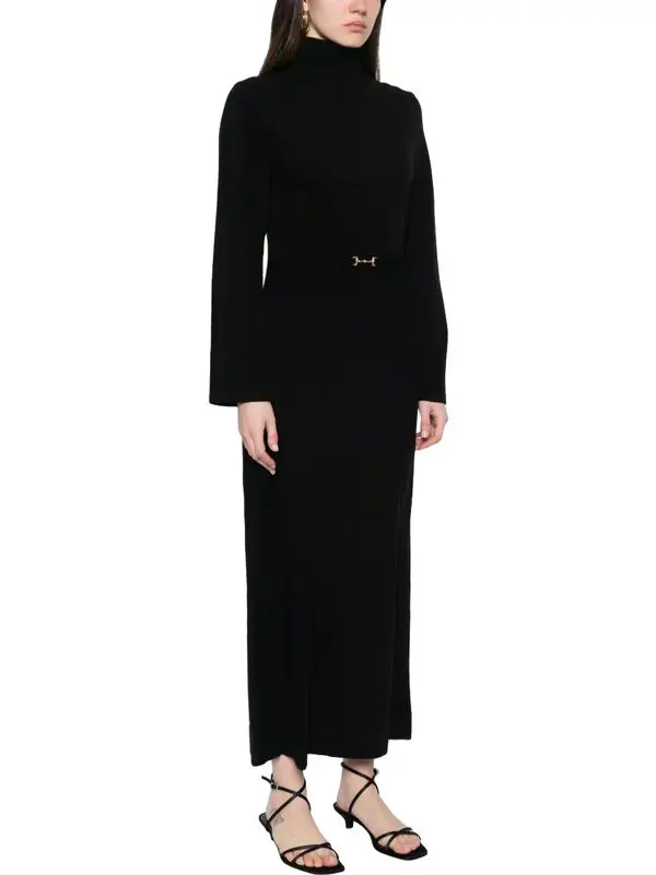 Rixo Ellietta Bit Detail Roll-neck Maxi Dress - Black
