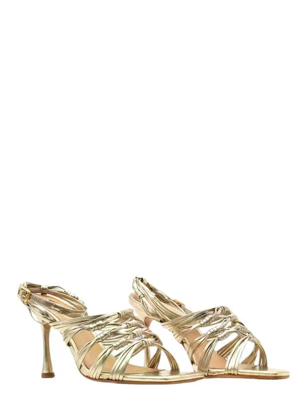 ANDREA CARRANO Metallic Leather Strappy Sandals - Neutrals