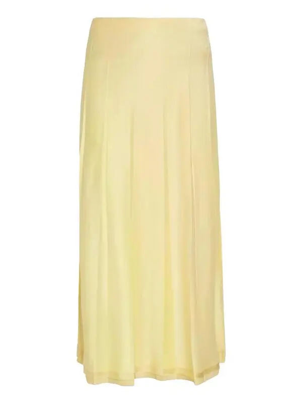Vince Raw-edge Pleated Satin Midi Skirt - Yellow
