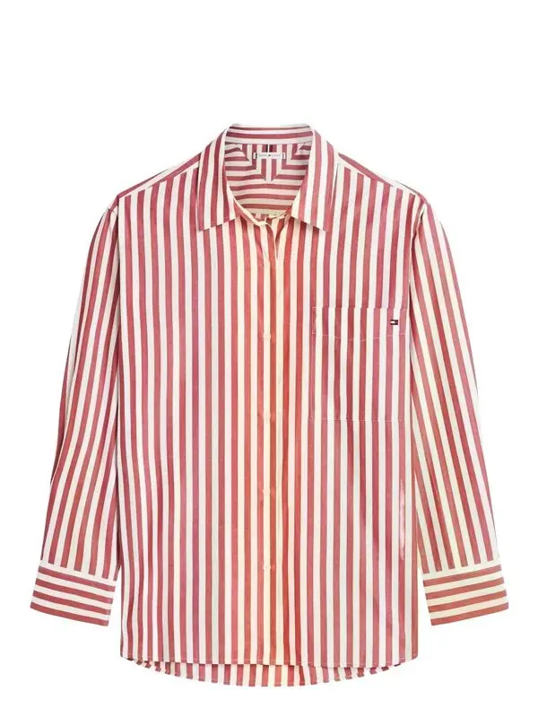 Tommy Hilfiger Vertical Stripe Cotton Shirt - Red