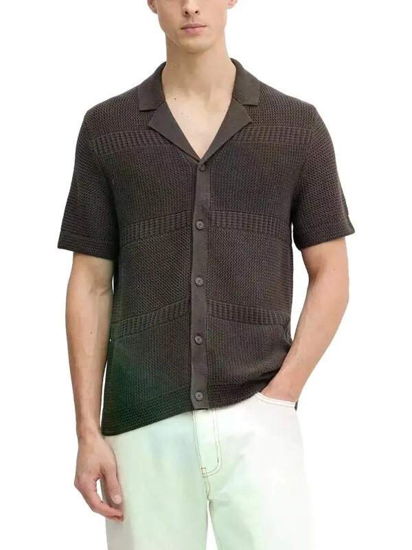 JOOP! Textured Knit Short-sleeve Cardigan - Brown
