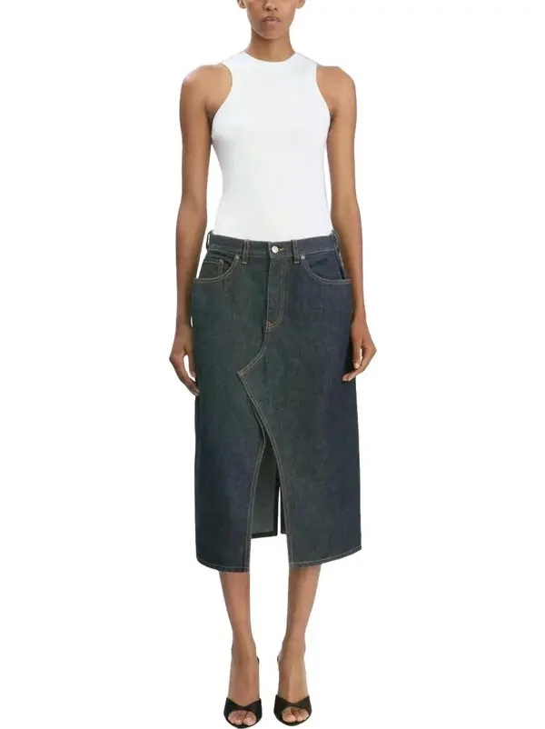 Victoria Beckham Kick Pocket Pleated Midi Skirt - Blue