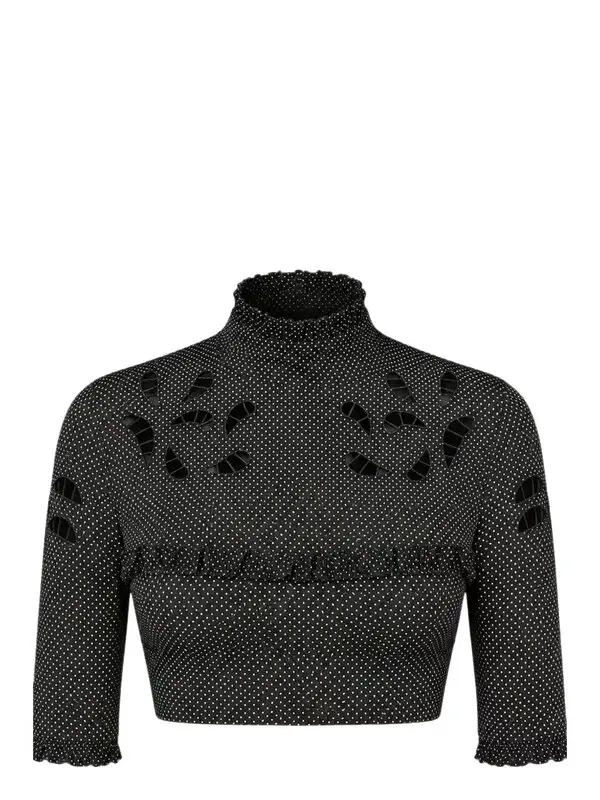 Dsquared2 Polka-dot Cut-out High Neck Top - Black