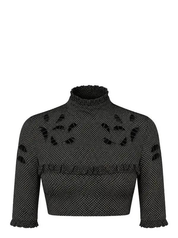 Dsquared2 Polka-dot Cut-out High Neck Top - Black