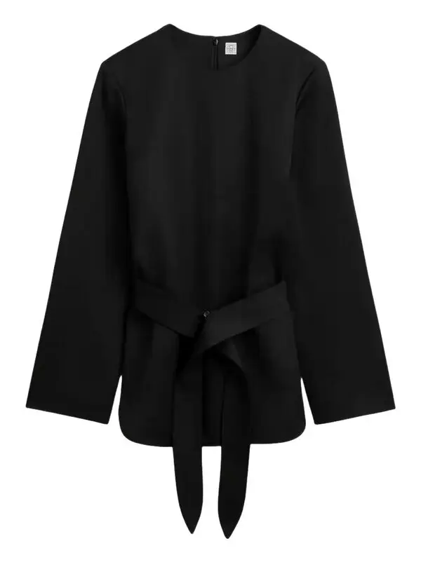 TOTEME Belted Long-sleeve Top - Black