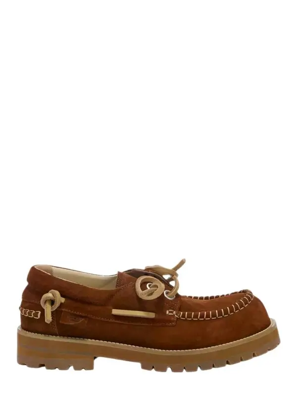 Moschino Whipstitch Lug-sole Boat Shoes - Brown