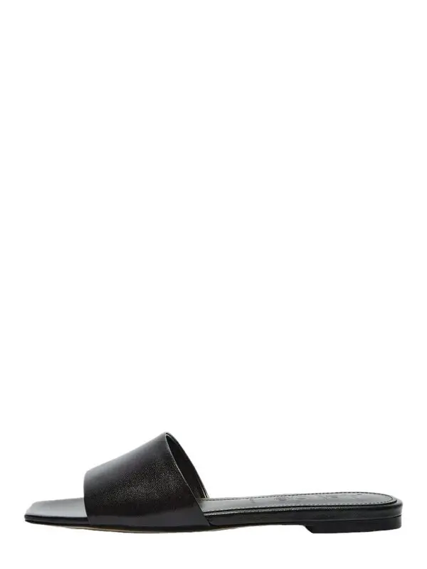 AeydĒ Anna Square-toe Leather Slides - Black