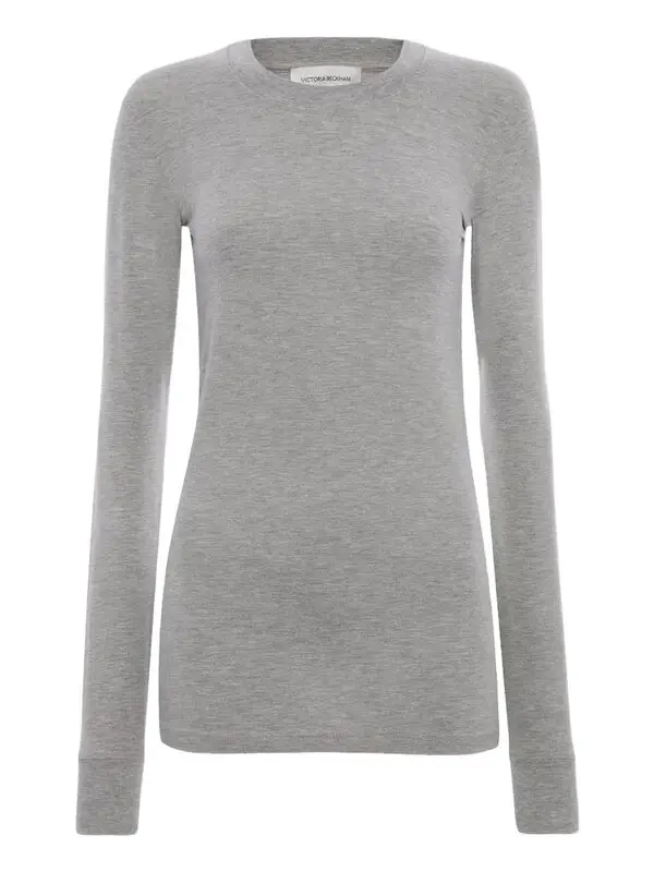 Victoria Beckham Long Sleeve Crew Neck T-shirt - Grey