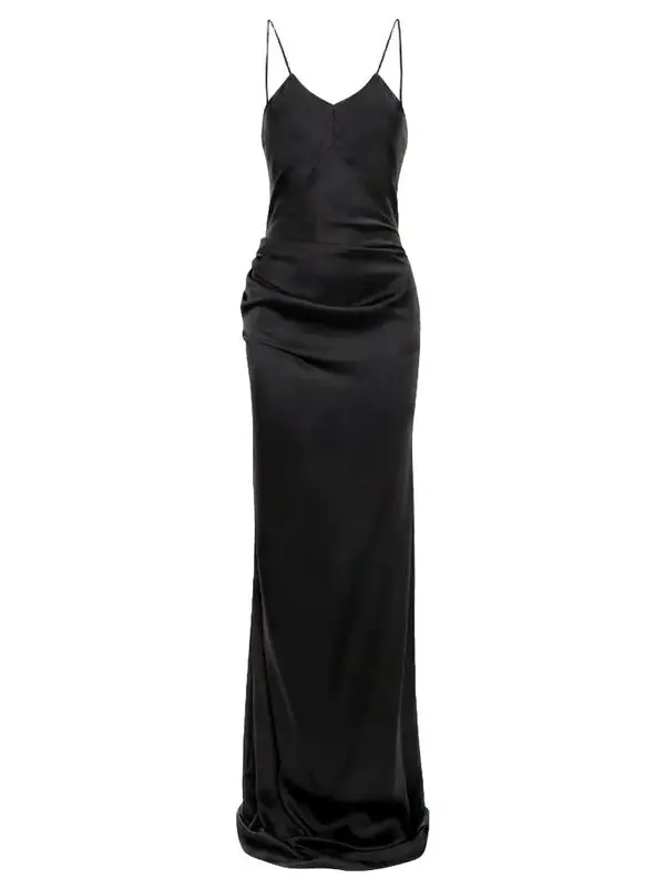 Victoria Beckham Cami Ruched Open-back Maxi Dress - Black