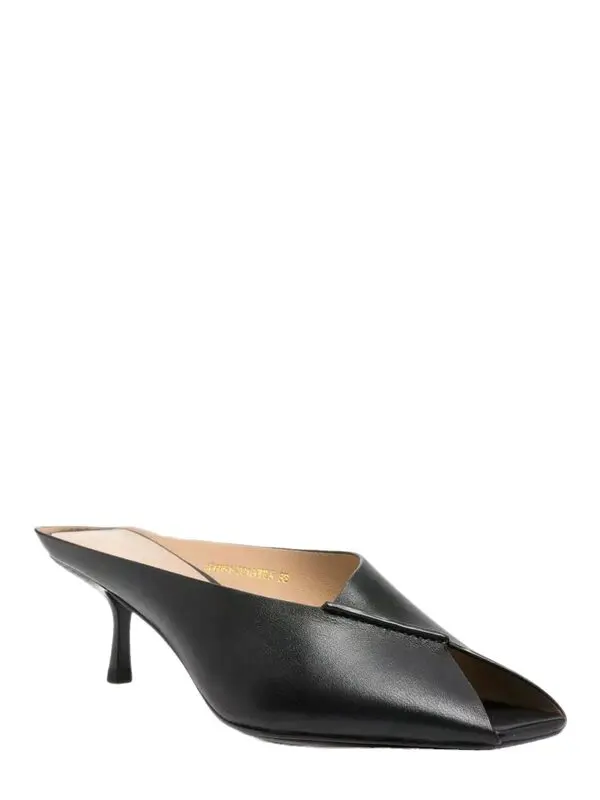 ADRIANNA FERETTI Leather Slip-on Sandals - Black